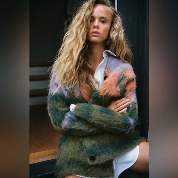 Zara | Tops | Zara Landscape Knit Coat | Poshmark